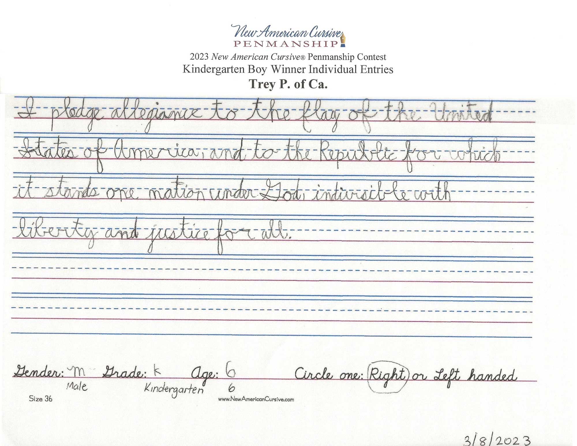 2023 Handwriting Contest Winners – New American Cursive